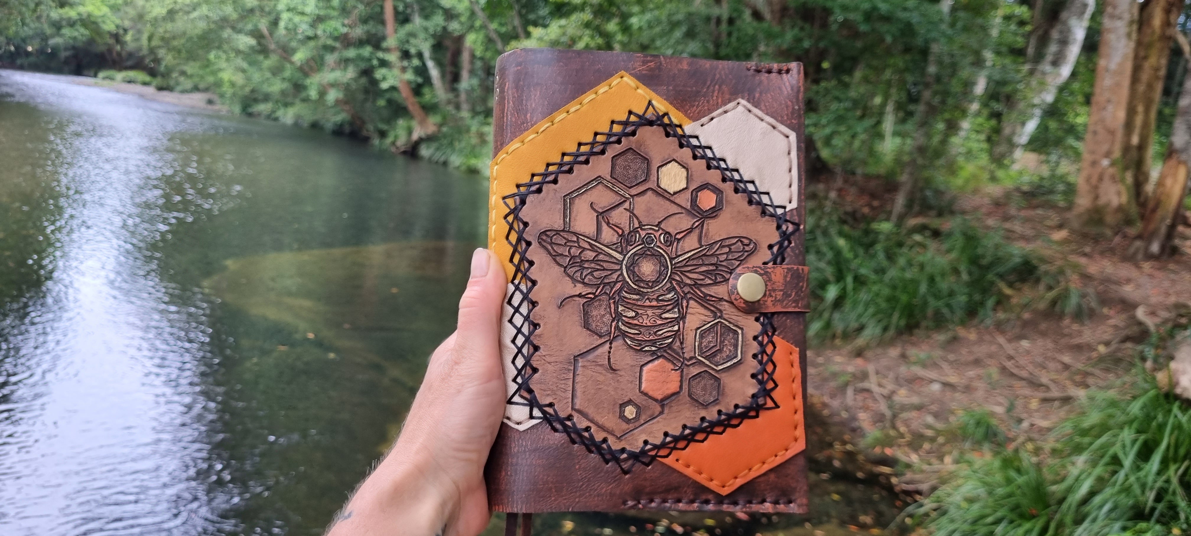 Carved Bee book cover – Sacred Skins